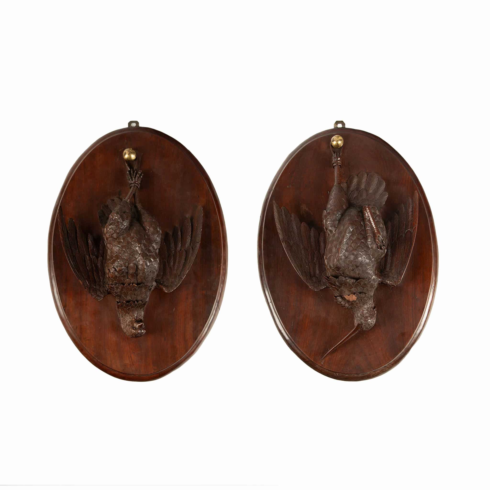 Pair of 19th-Century Black Forest Carved Wood Game Bird Trophy Plaques ...