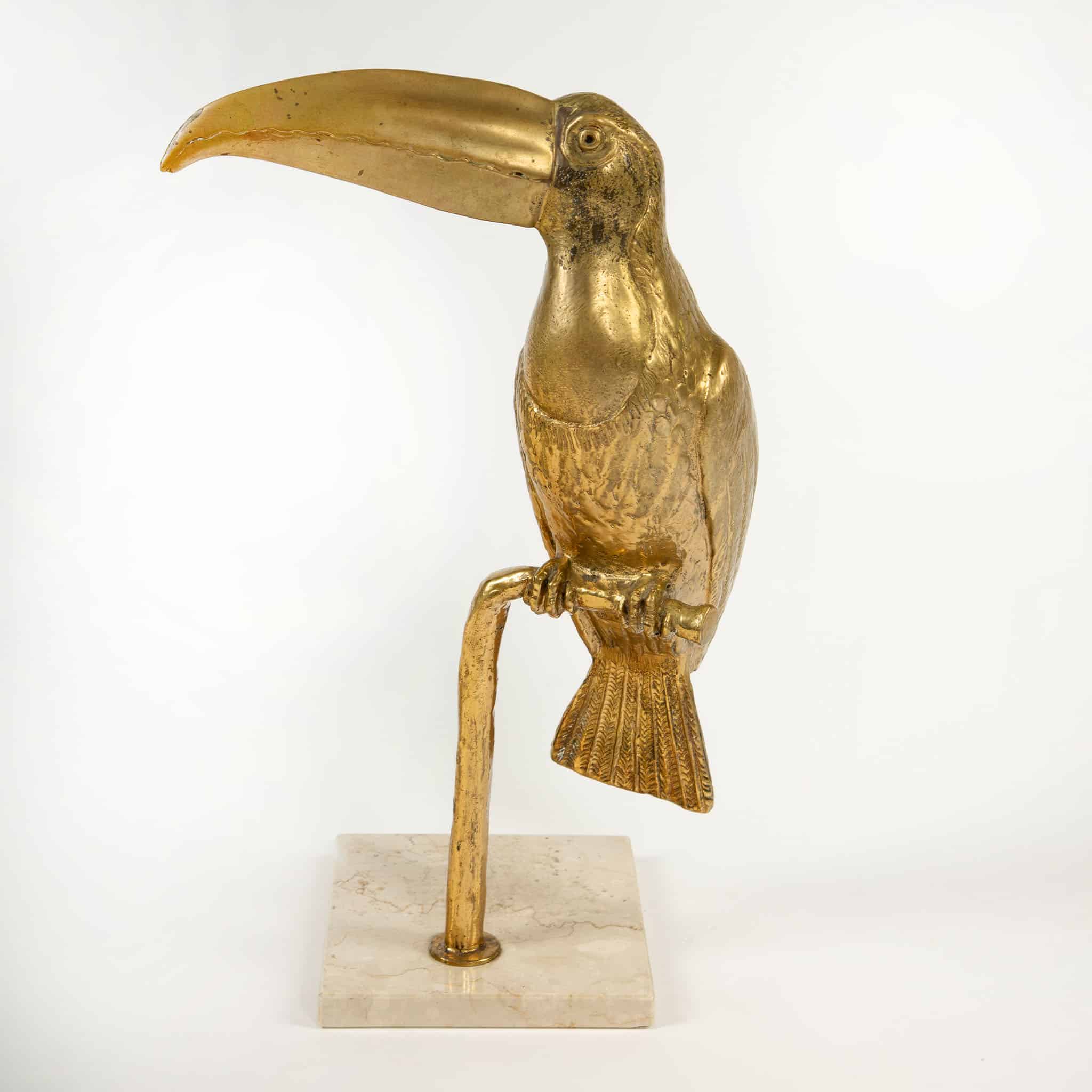 Mid-Century Exoticism: Brass Toucan on a Marble Base | Creel and Gow