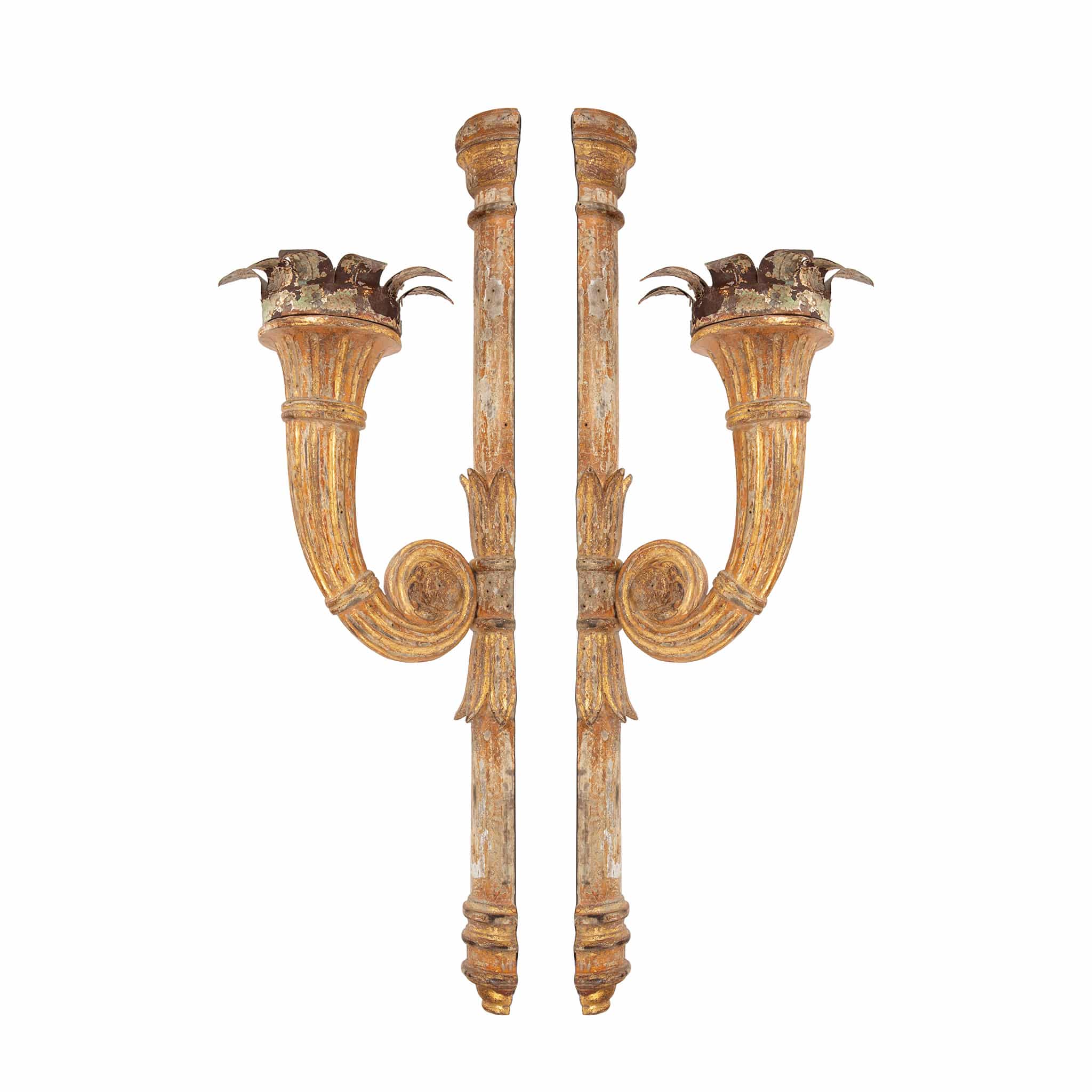 Pair of French 18th-Century Giltwood Torchères with Scrolling Arms ...